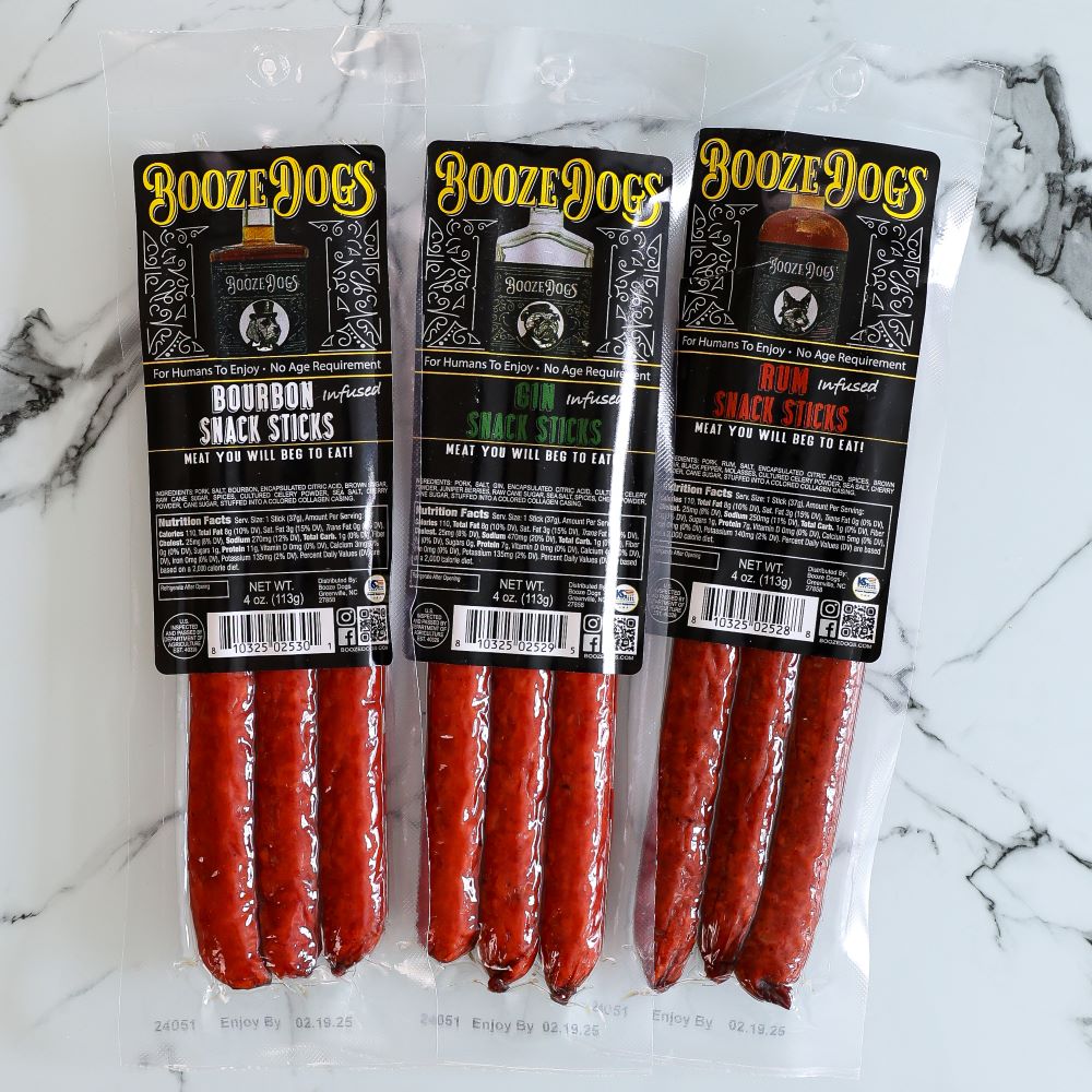 Boozy Meat Snack Sticks Variety Package - Liquor Infused Snack Stick
